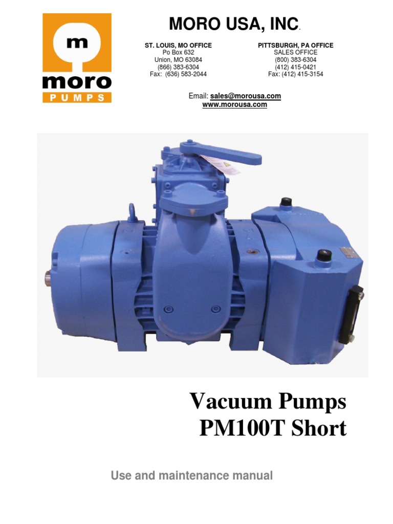 Pm100t Short Manual | PDF | Pump | Vacuum