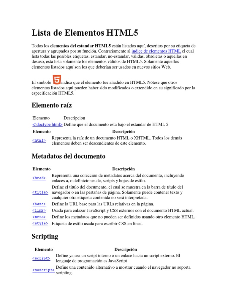 Lista de Etiquetas HTML | PDF | HTML | Red mundial
