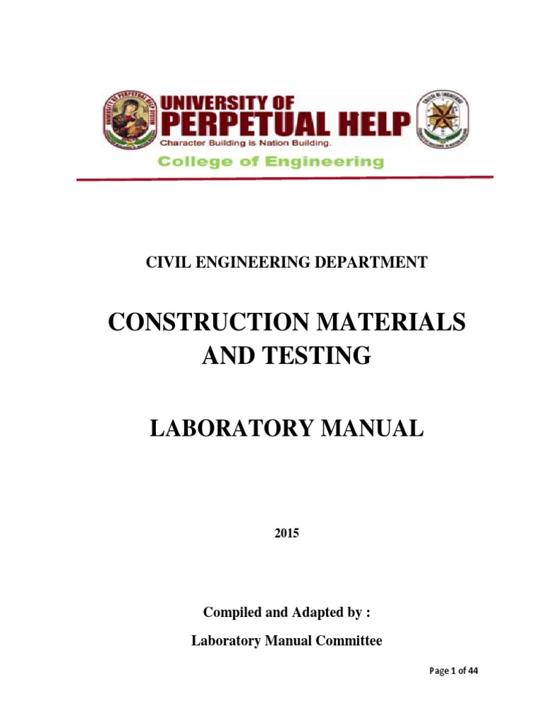 Construction Material Lab Manual2 | PDF | Concrete | Materials