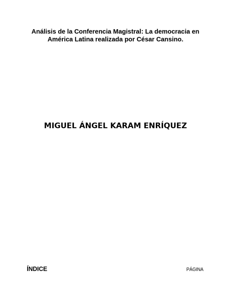 Análisis de La Conferencia Magistral: La Democracia en América Latina ...