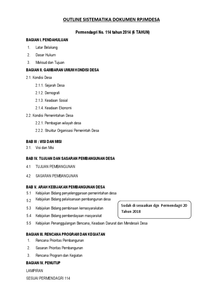 Outline Rpjmdes | PDF