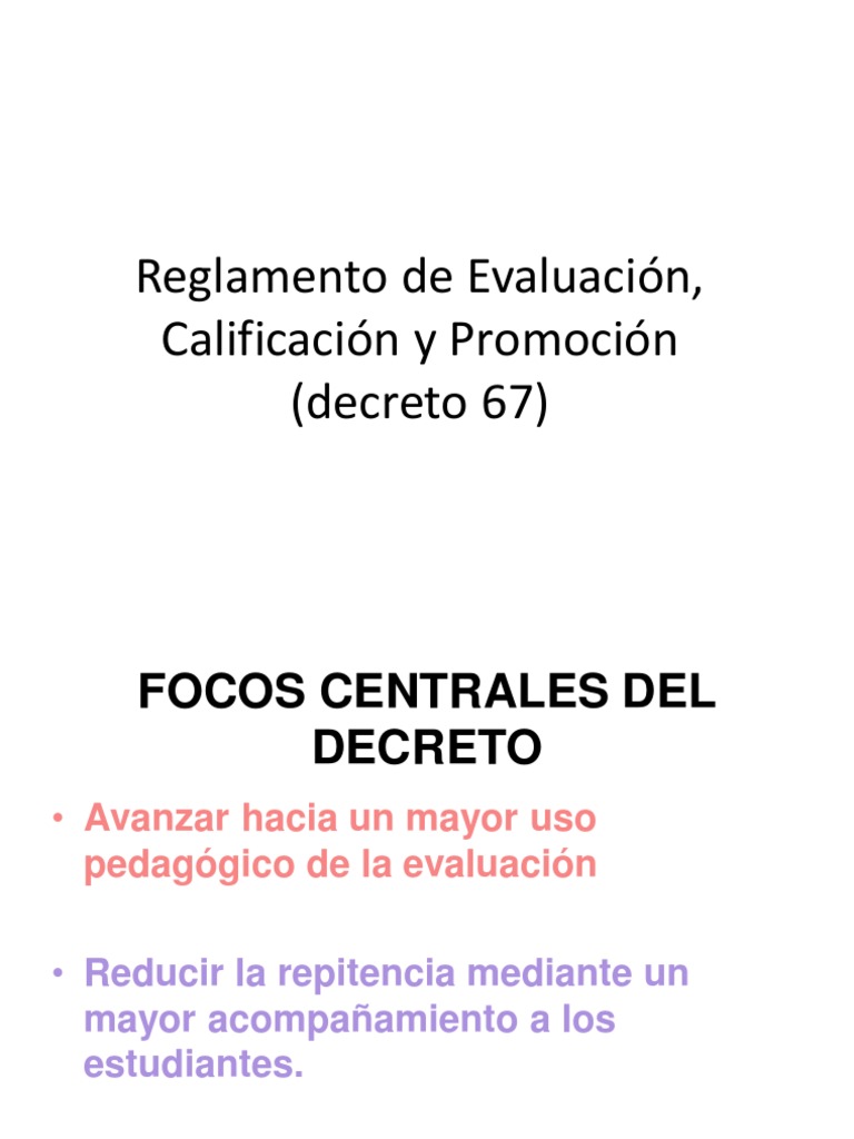 Introduccion Reglamento de Evaluación, Calificación y Promoción ( | PDF | Evaluación | Aprendizaje