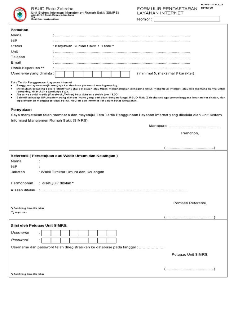 Formulir Pendaftaran Layanan Internet | PDF