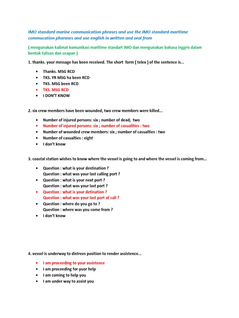 SMCP Examples for Maritime Communication | PDF | Collision | Watercraft