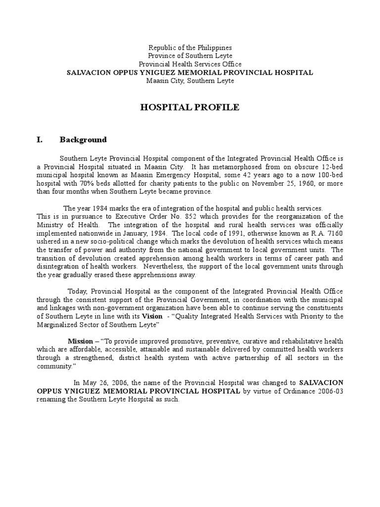 Hospital Profile 2018 | PDF | Hospital | Doctor Of Medicine