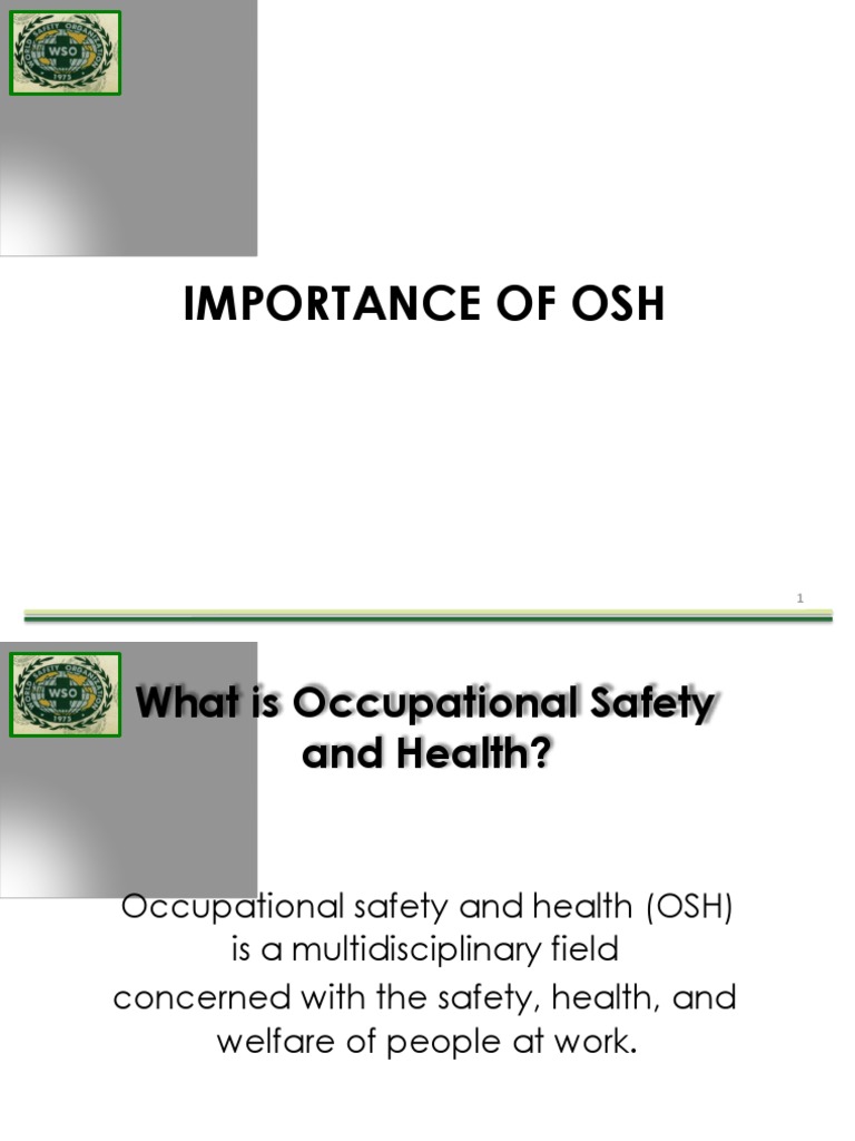Module 1 - Introduction to Osh | Occupational Safety And Health ...