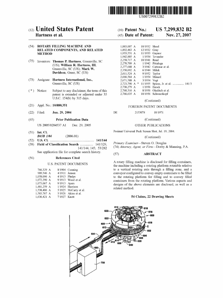 Rotary Filling Machine Patent US73299832 | PDF | Machines | Gear