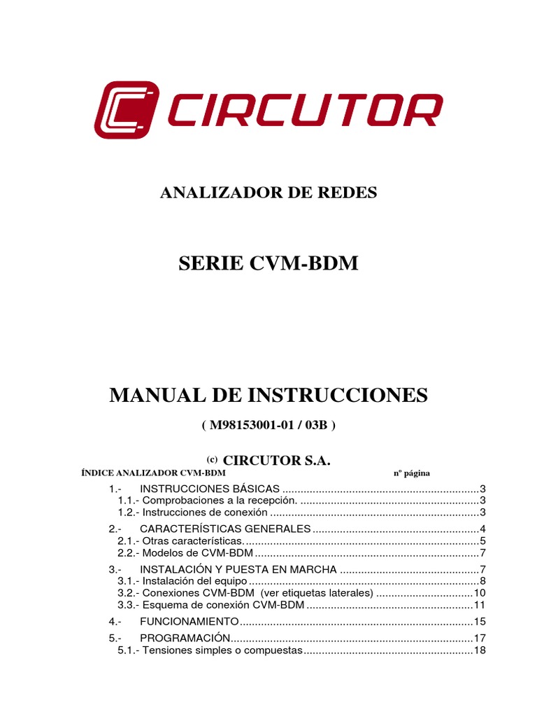 Circutor CVM-BDM Serie User Manual | PDF | Energia electrica | Corriente alterna