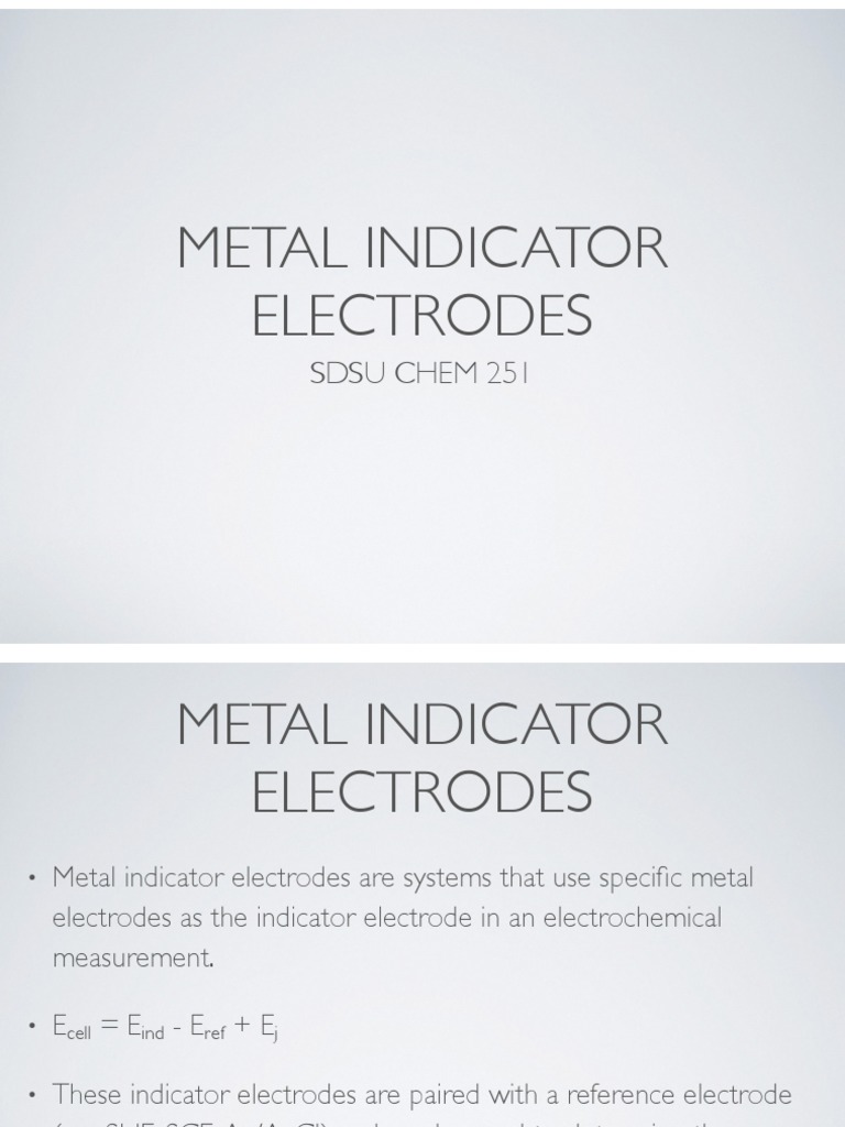 Metal Indicator Electrodes Explained | PDF | Analytical Chemistry ...