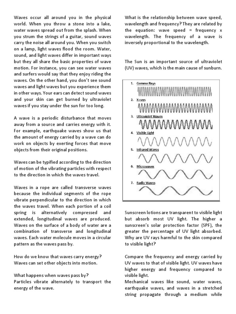 Wave Handout | PDF | Waves | Light