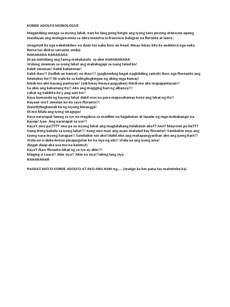 Konde Adolfo Monologue | PDF