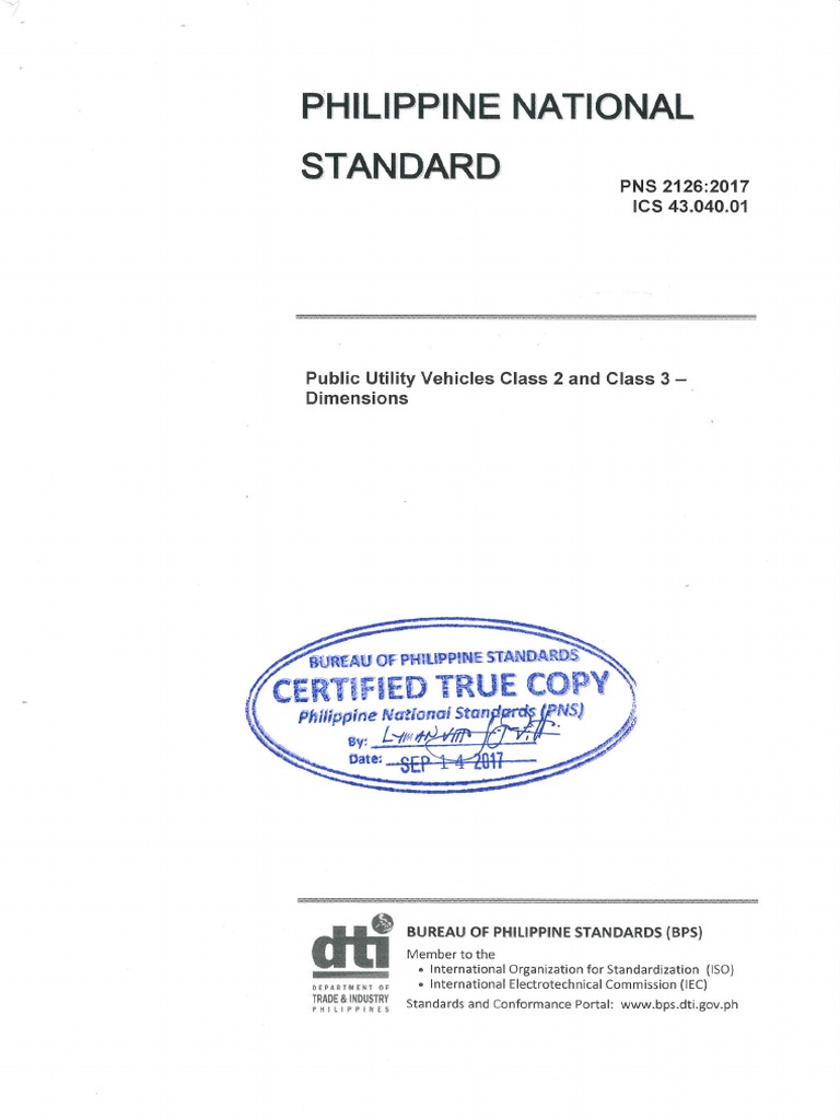 Philippine Standard For Modern Jeepney | PDF