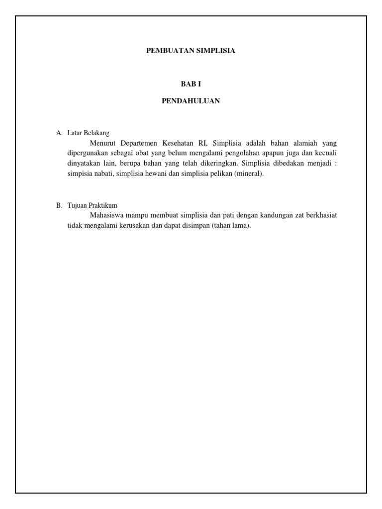 Laporan Farmakognosi Pembuatan Simplisia | PDF