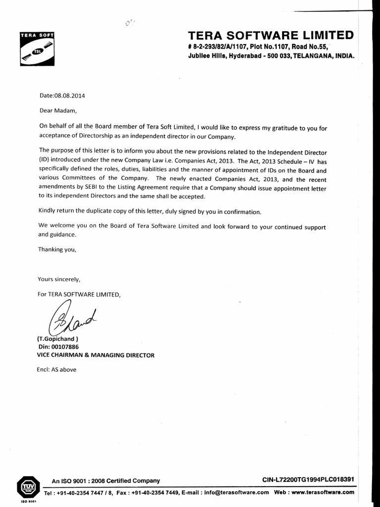 Software Company Appointment Letter | PDF