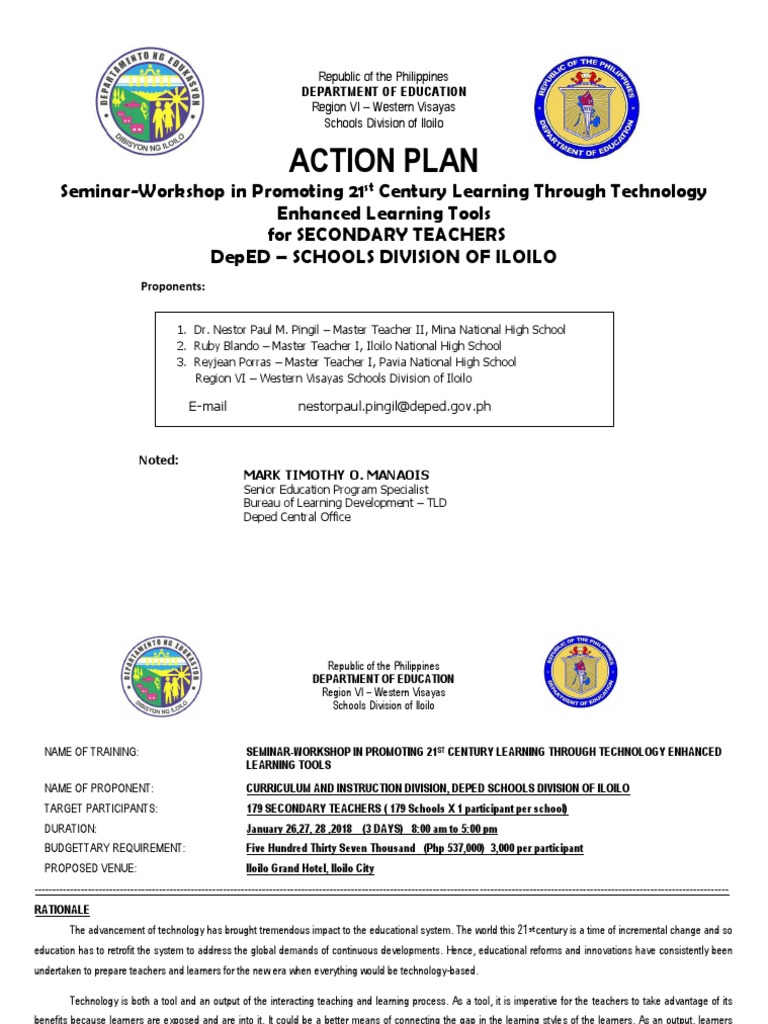 Sample Action Plan | PDF | Educational Technology | Teachers