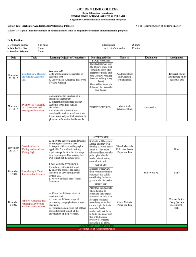 Grade 11 - EAPP-1 | PDF | Thesis | Writing