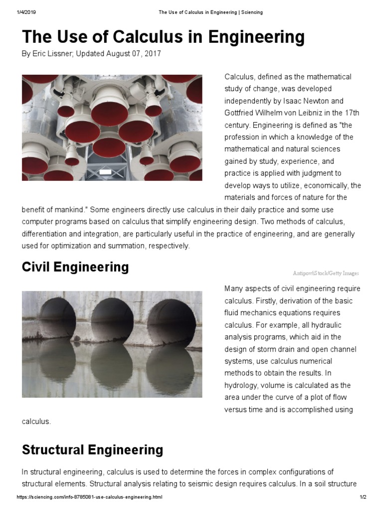 The Use of Calculus in Engineering - Sciencing | PDF | Calculus | Fluid ...