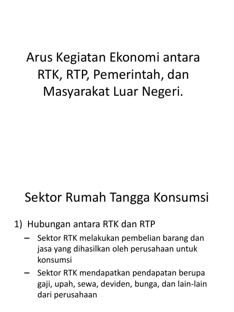 Arus Kegiatan Ekonomi Antara RTK, RTP | PDF