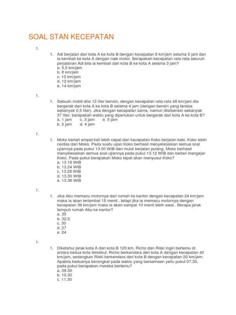 Soal Stan Kecepatan | PDF