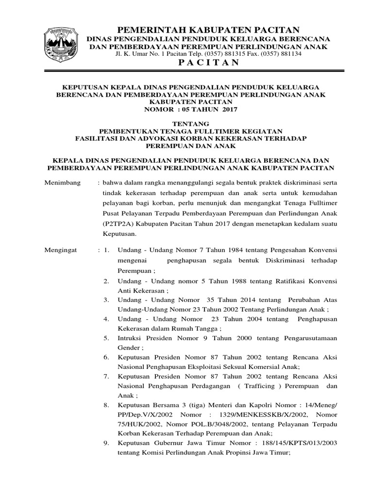 Contoh SK P2TP2A | PDF