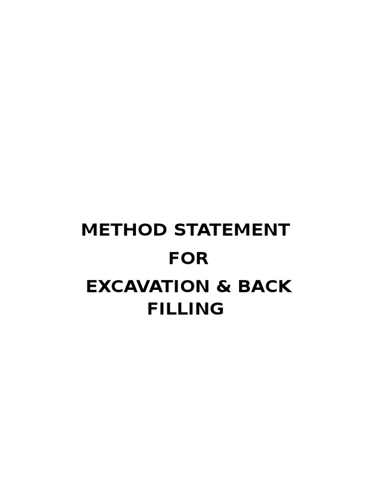 Excavation and Backfilling Method Statement | PDF | Civil Engineering ...