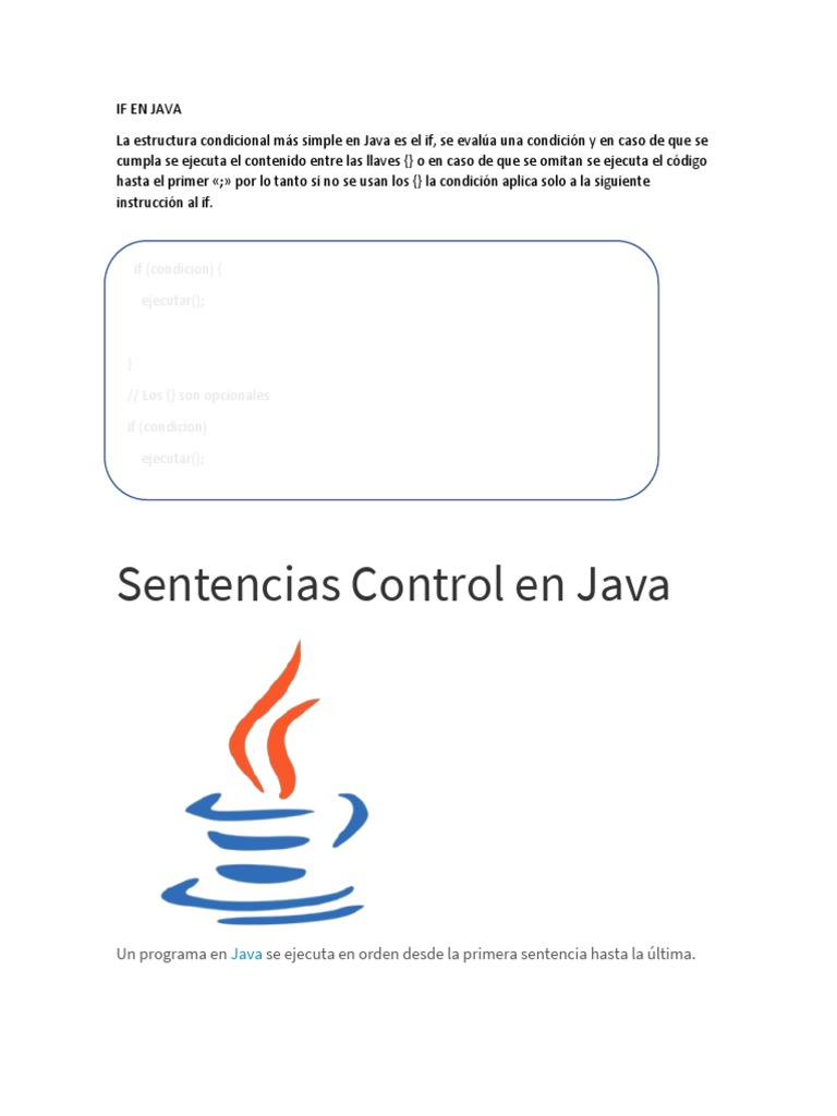 Sentencias o Comando en Java | PDF | Flujo de control | Desarrollo de ...