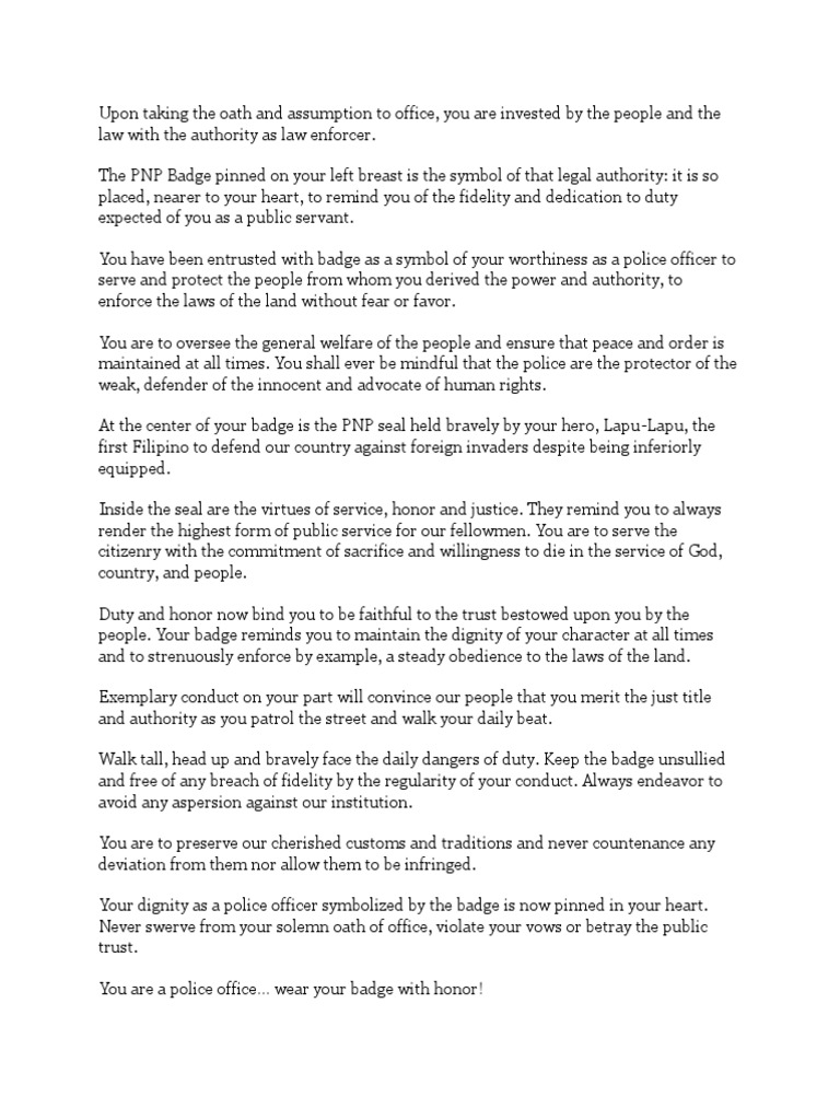 Code of Ethics | PDF | Police | Police Officer