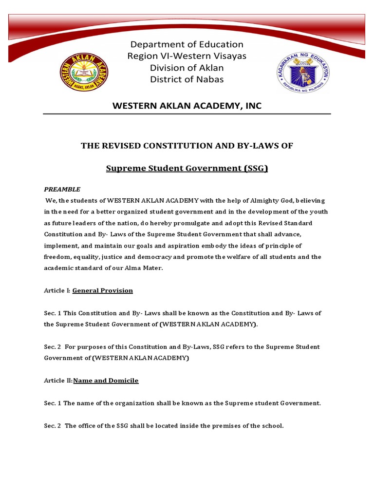 SSG Constitution and By-Laws Overview | PDF | Constitutional Amendment ...