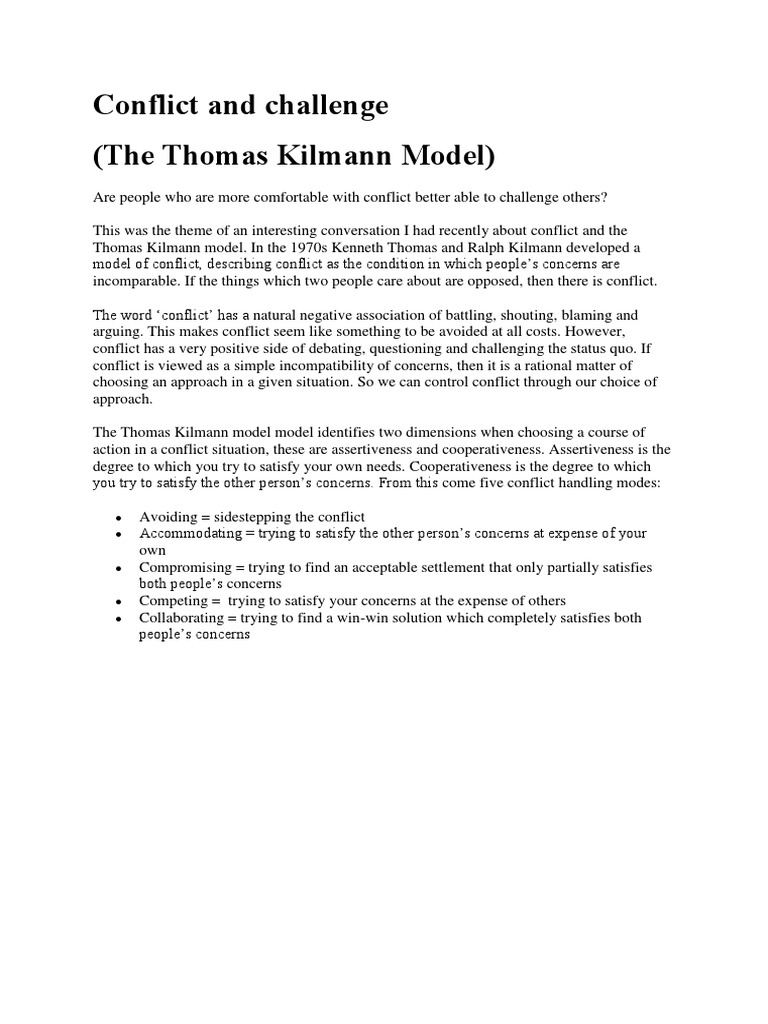 Conflict MGMT - TKI Model | PDF
