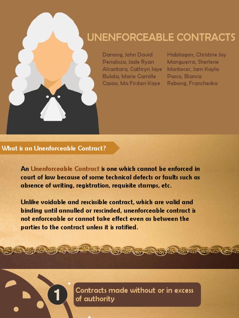 Understanding Unenforceable Contracts | PDF | Annulment | Ratification
