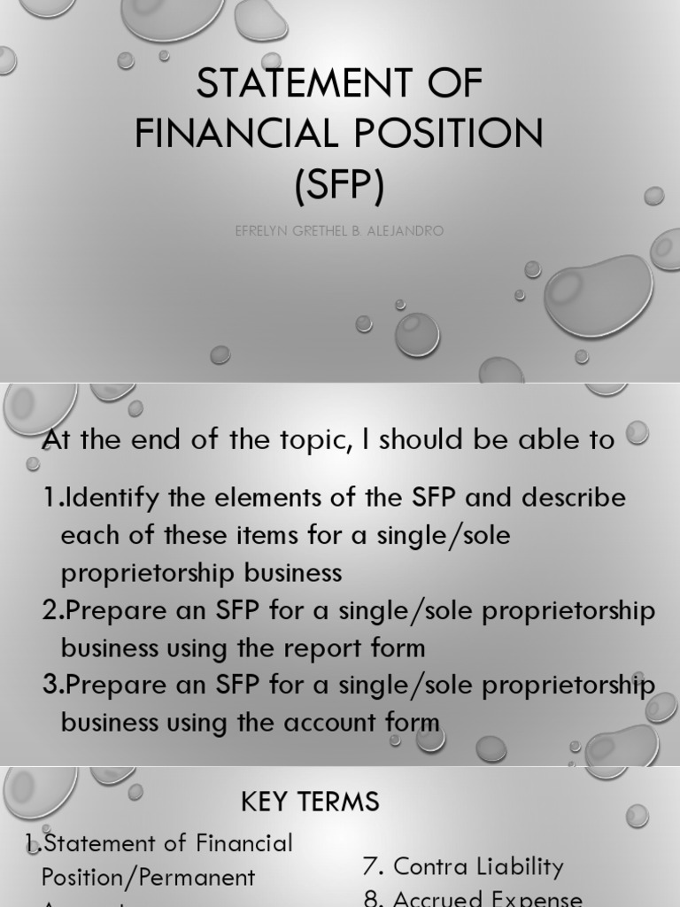 1.statement of Financial Position (SFP) | PDF | Balance Sheet | Equity ...
