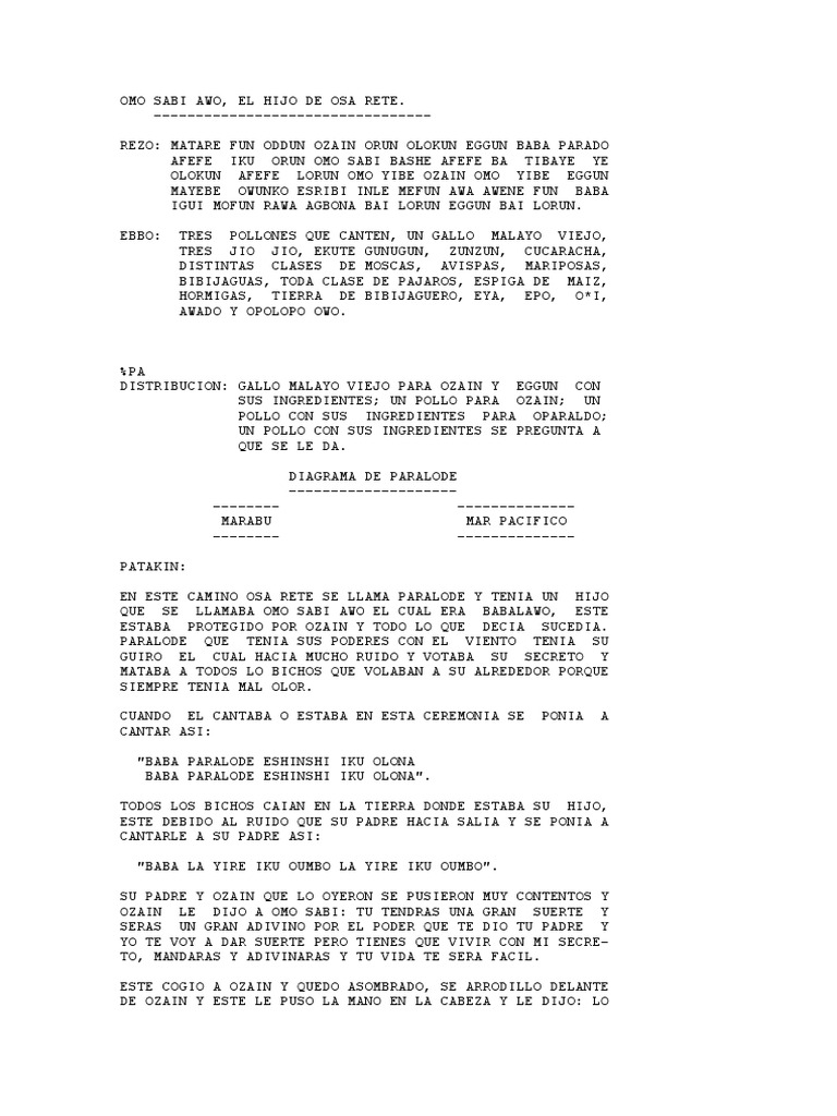 Omo Sabi Awo, El Hijo de Osa Irete | PDF