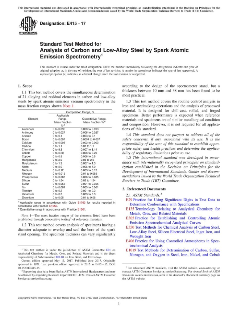 Astm e 415-2017 | PDF