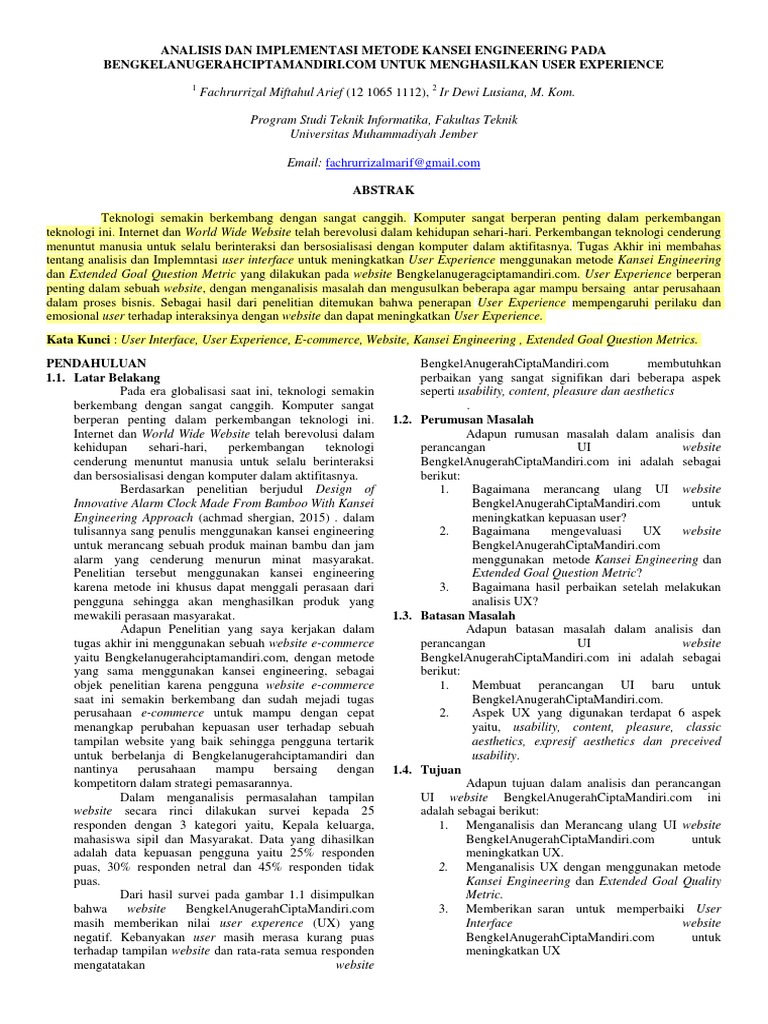 Analisis Dan Implementasi Metode Kansei Engineering Pada ...