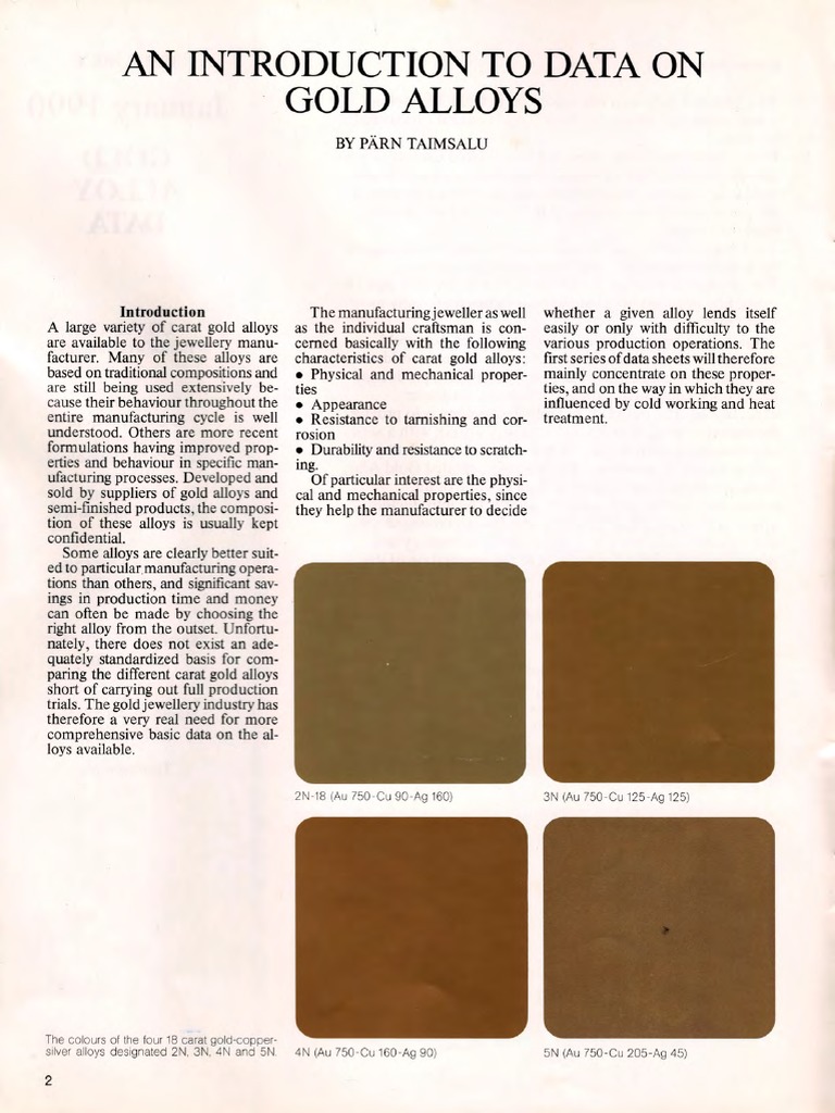 Gold Alloys - Metallurgy - Technical Data | PDF