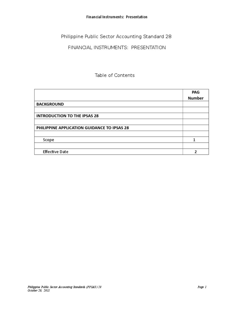 PPSAS 28: Financial Instruments Guide | PDF | Financial Instrument ...