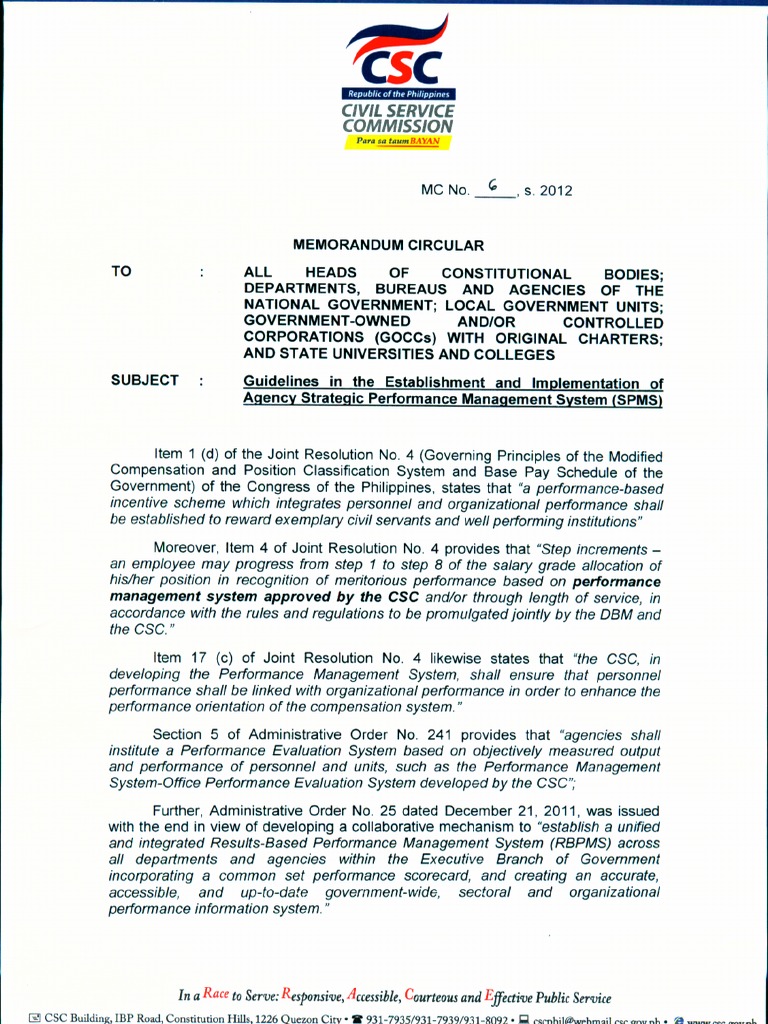 CSC SPMS Guidelines PDF | PDF