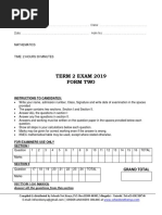 Mathematics Form 1 - Question Paper | PDF | Sphere | Area