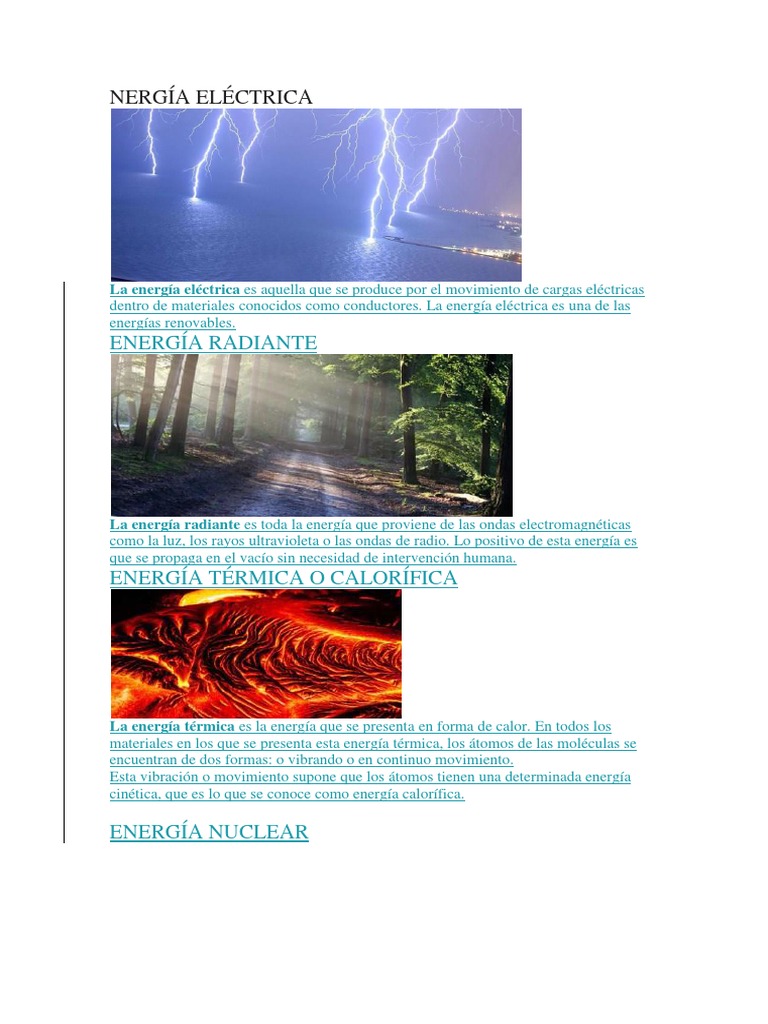 Tipos de Energía y sus Definiciones | PDF | Energía renovable | La ...
