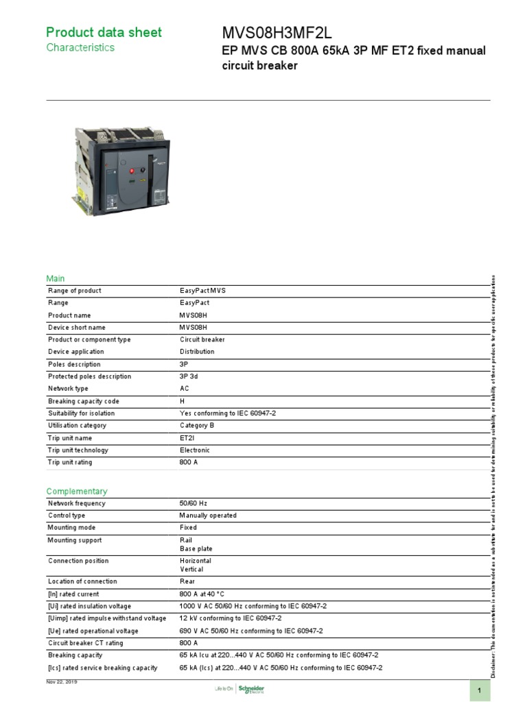 EasyPact MVS - MVS08H3MF2L | PDF | Alternating Current | Electrical ...