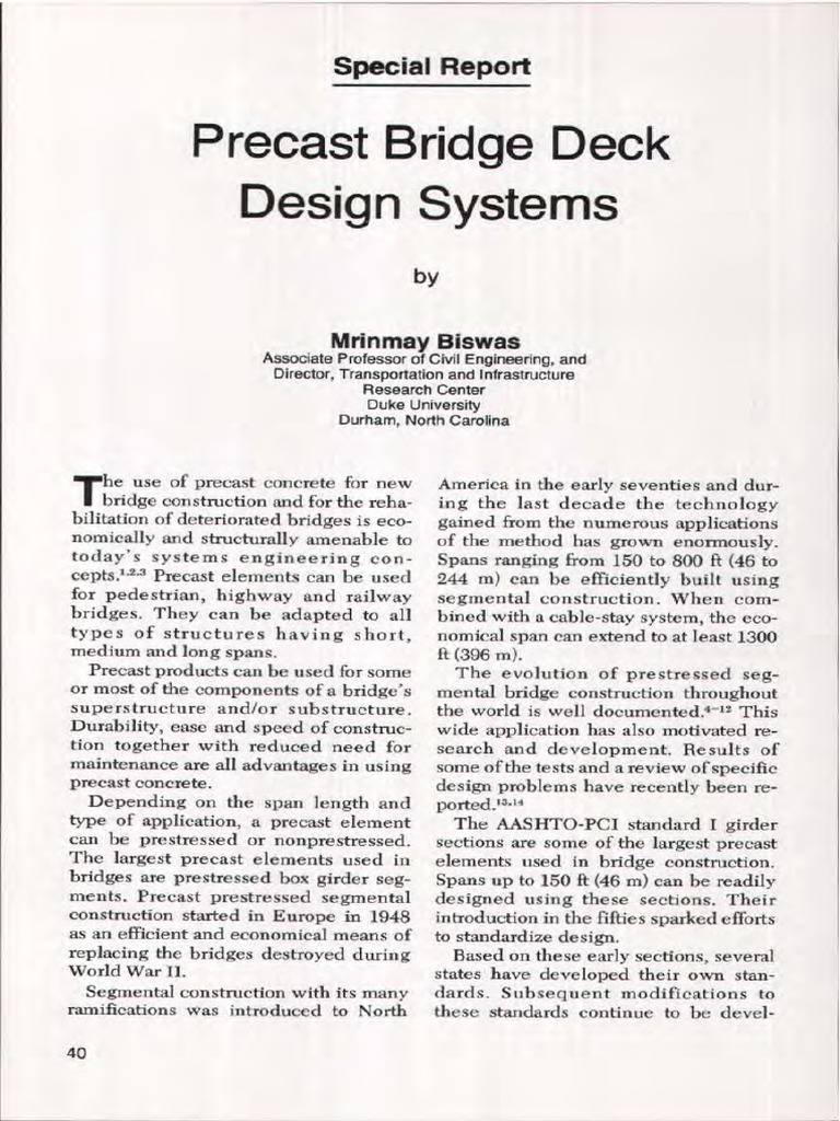 Precast Bridge Deck Design Systems | PDF | Precast Concrete ...