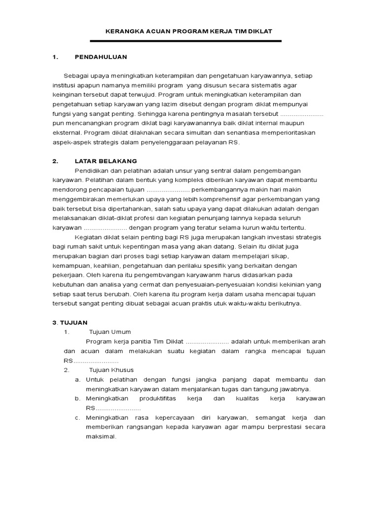 Program Kerja Tim Diklat | PDF