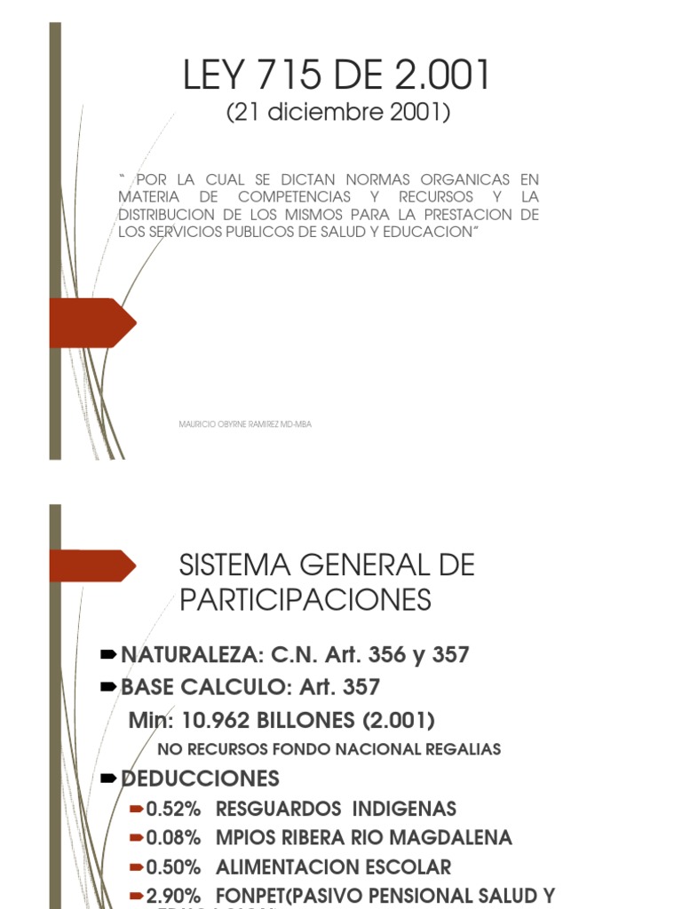 Ley 715 de 2001 | PDF | Sectores Economicos | Comunidad andina