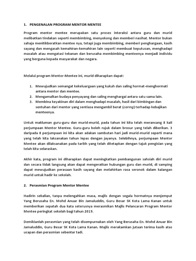 Teks MC Mentor Mentee | PDF | Karier & Perkembangan | Gaya Hidup