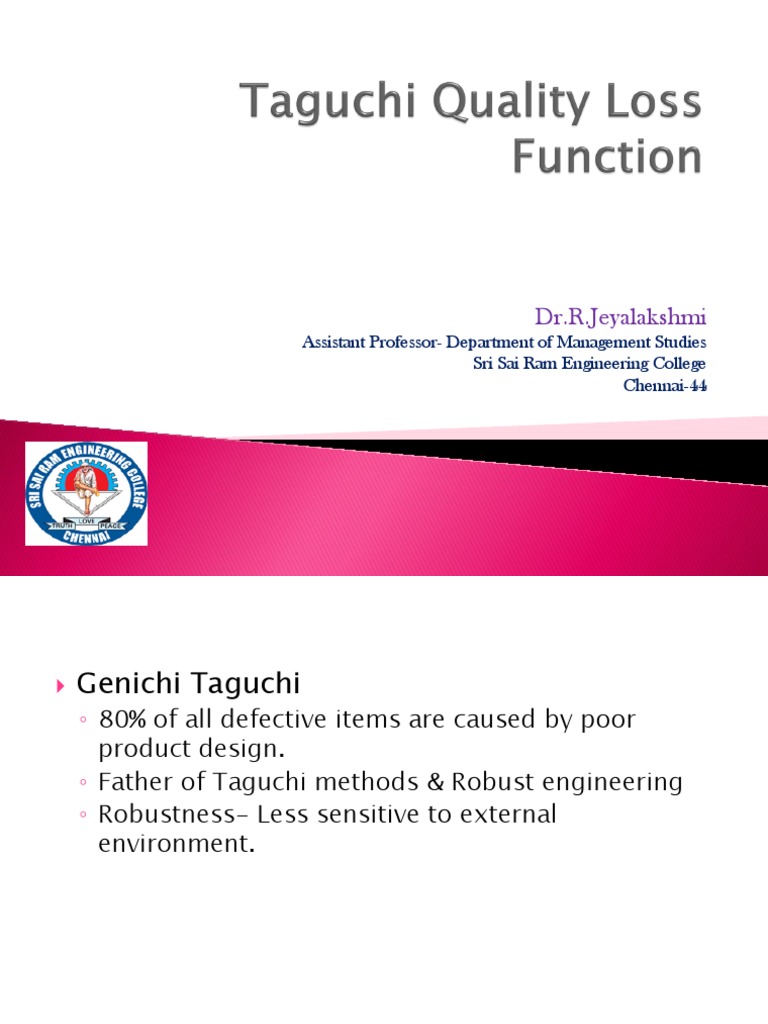 Taguchi Quality Loss Function | PDF | Art | Computers