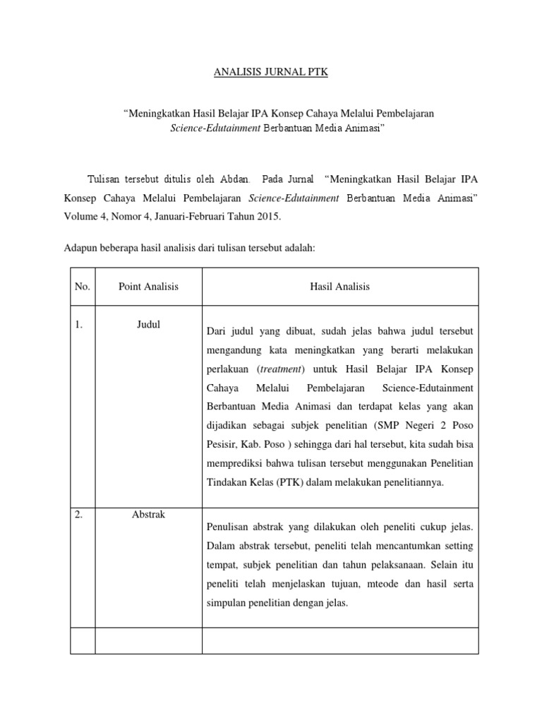 Analisis Jurnal PTK | PDF