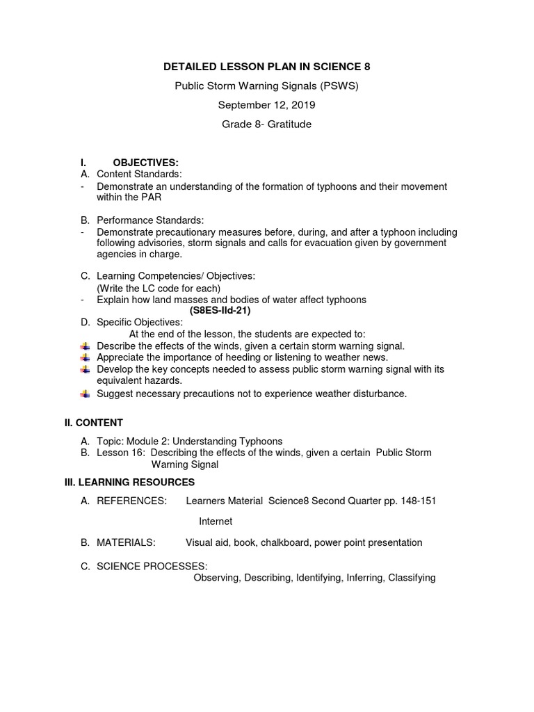 Detailed Lesson Plan-2nd Demo | PDF | Branches Of Meteorology ...