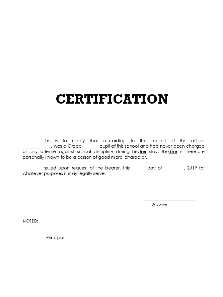 Good Moral Certificate | PDF