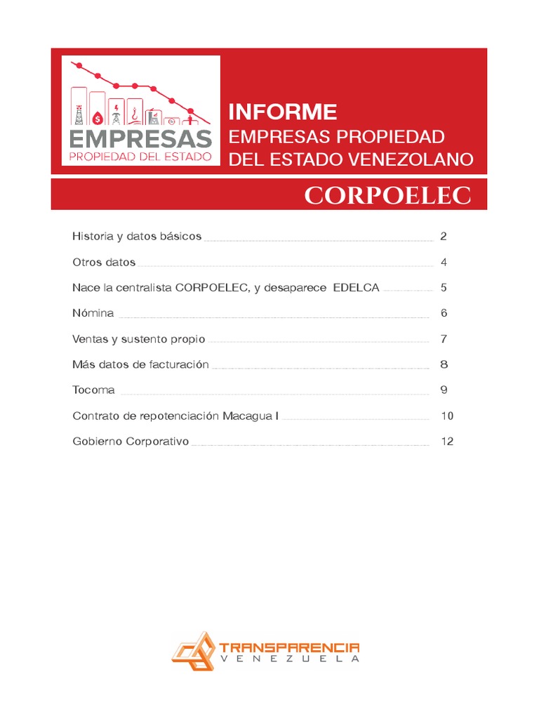 Informe sobre CORPOELEC y Edelca | PDF | Venezuela | Naturaleza