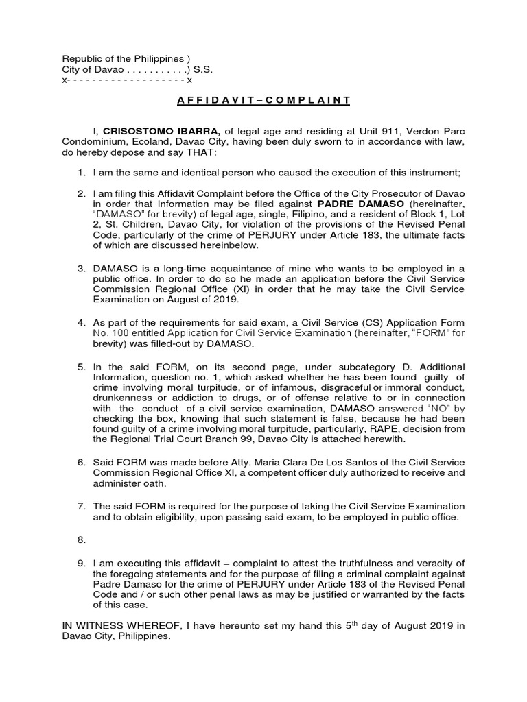 Sample Affidavit - Complaint | PDF | Affidavit | Criminal Law